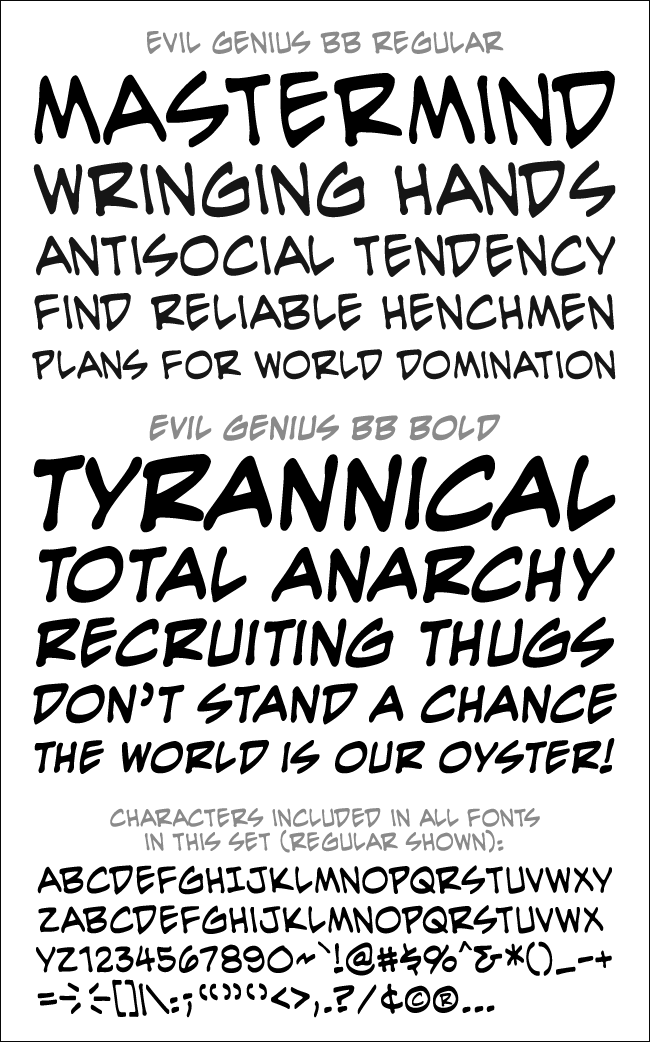 Evil Genius – Blambot Comic Fonts & Lettering